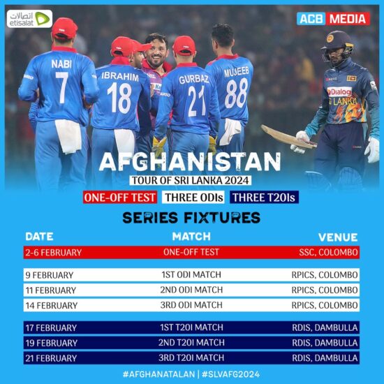 Sri Lanka-Afghanistan match schedule released - SL Sports
