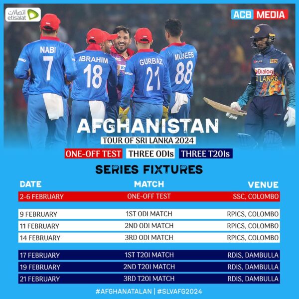 Sri Lanka-Afghanistan match schedule released - SL Sports